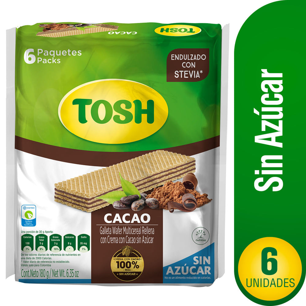 GALLETA TOSH WAFER CACAO *6 UND