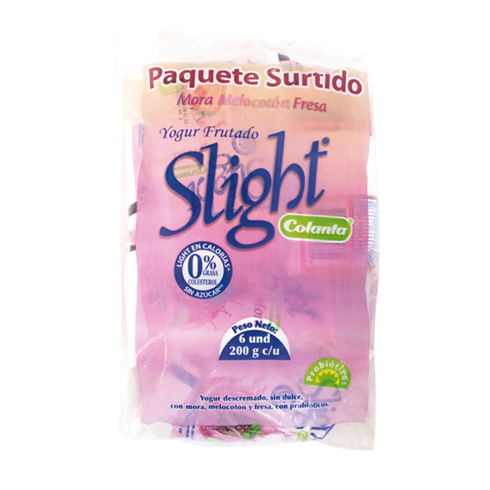 YOGUR SLIGHT SURT BOLSA COLANTA*6U*200GR