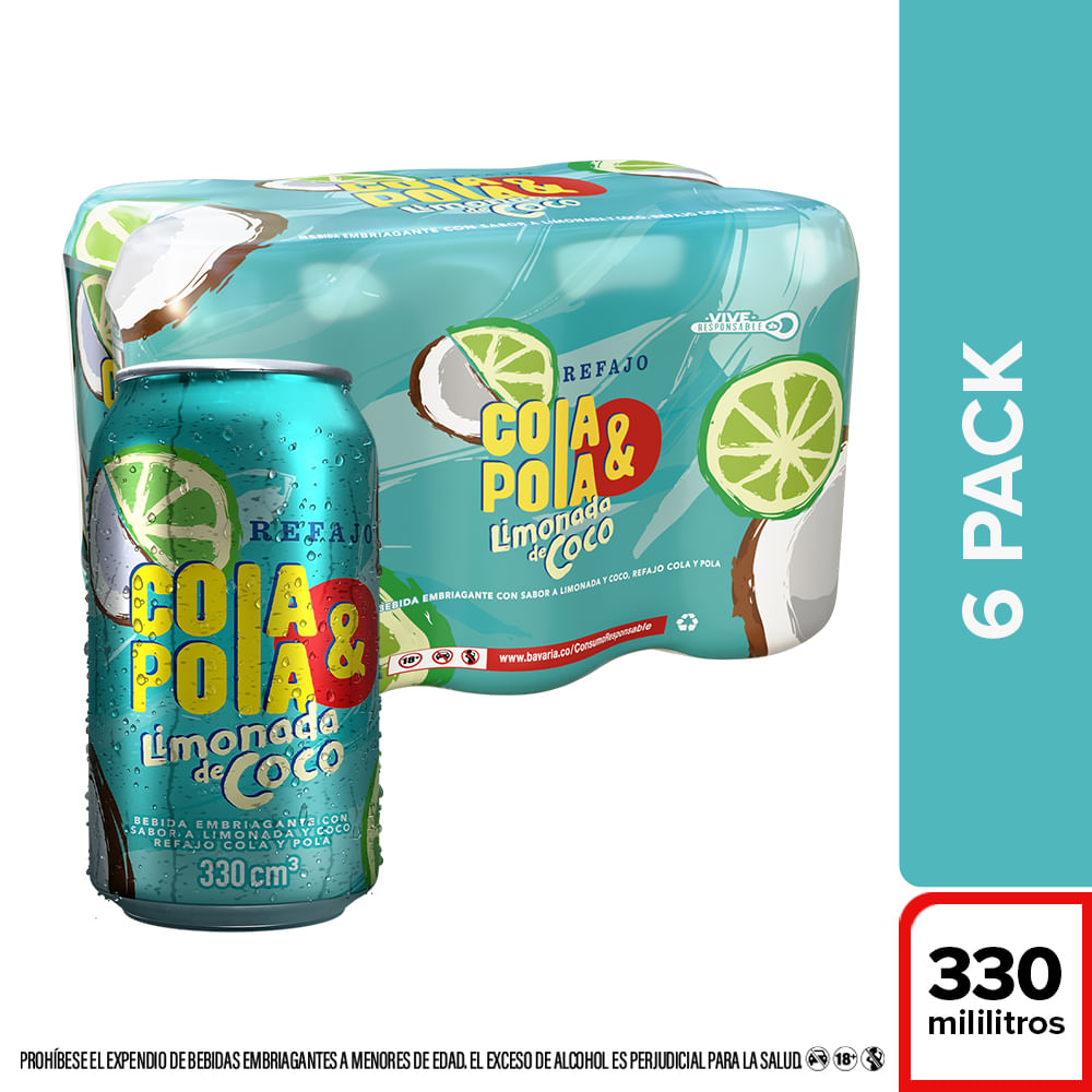 COLA&POLA LIMONADA COCO SIXPACK*330GR