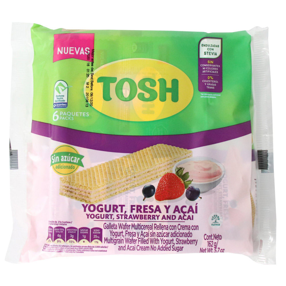 GALLETA TOSH WAFER FRESA ACAI
