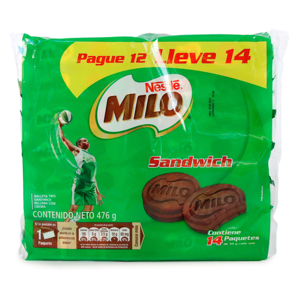 GALLETA MILO SANDWICH x 408GR