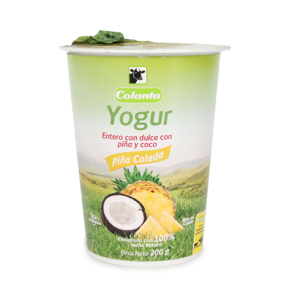 YOGUR ENTERO PINA COLADA COLANTA*200GR