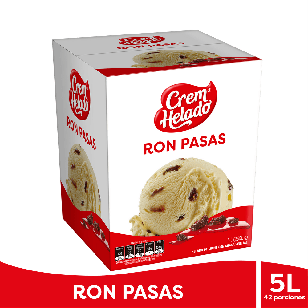 HELADO TARRO RON PASAS CREM HELADO*5LT