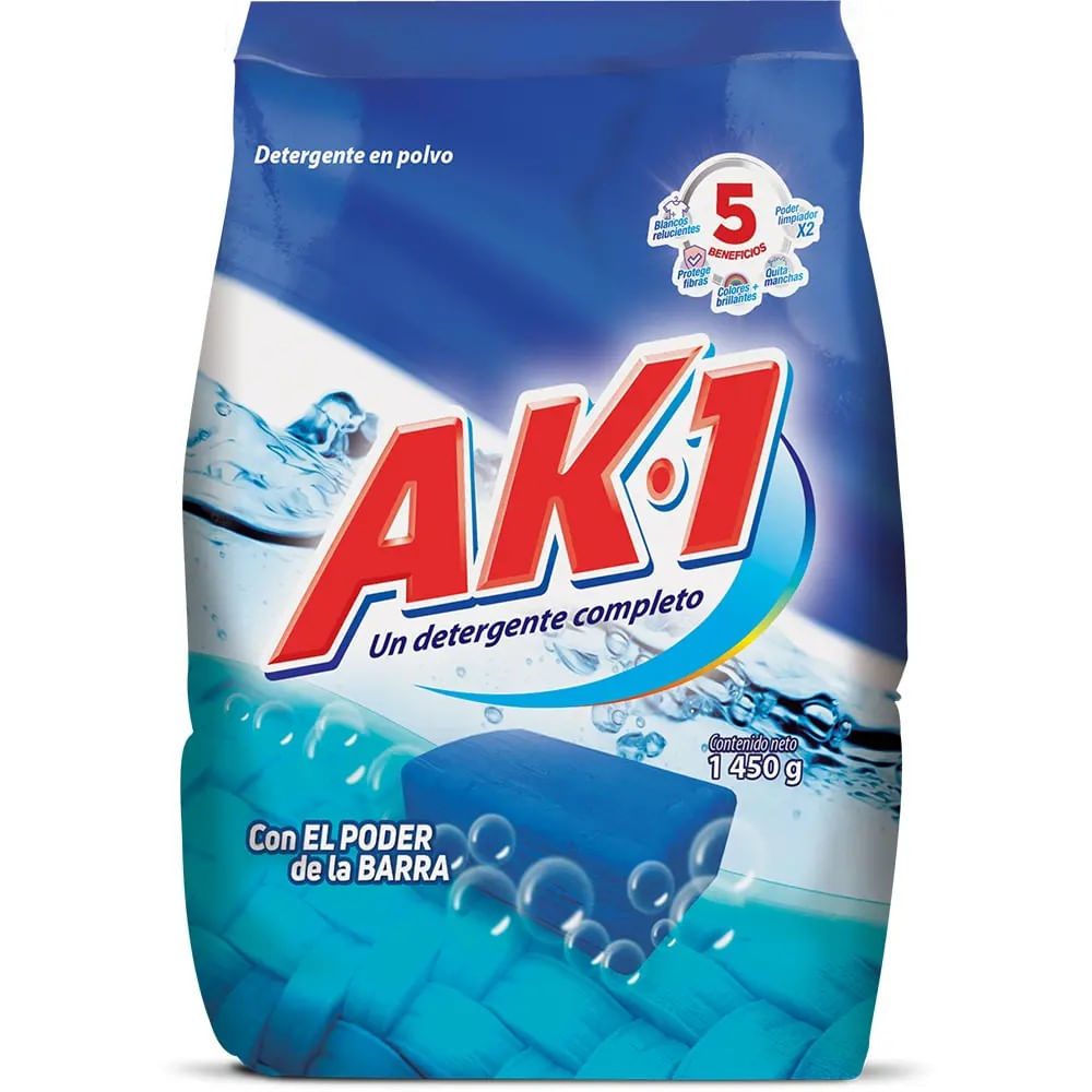 DETERGENTE AK-1 EN POLVO CON BARRA*1450G