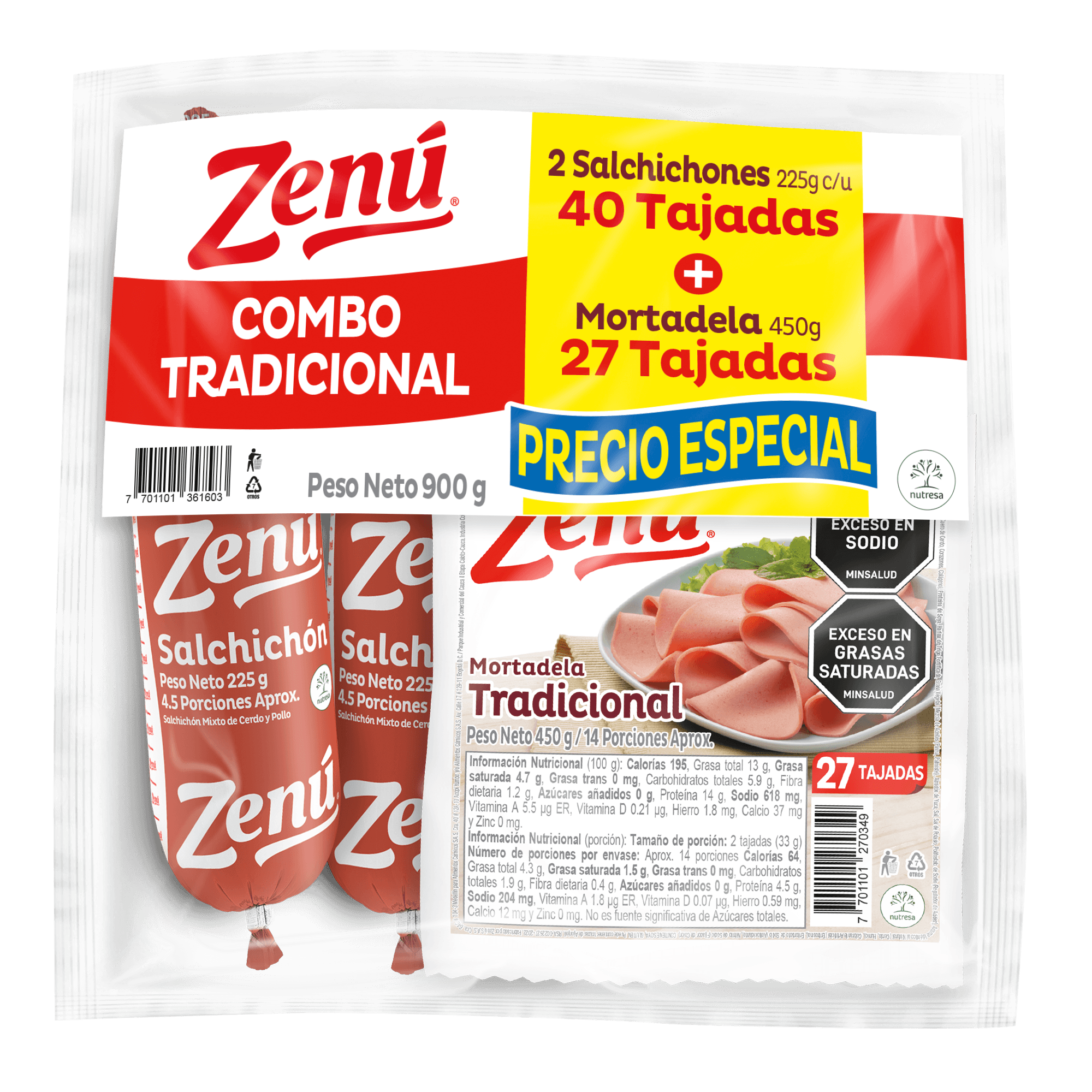 COMBO TRADICIONAL ZENU 2 SALC+MORT*950GR