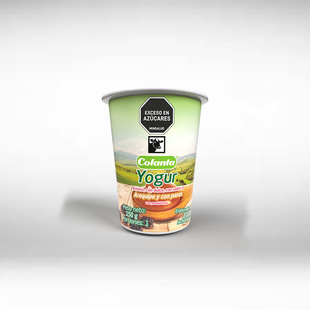 YOGURT ENTERO AREQUIP VASO COLANTA*150GR