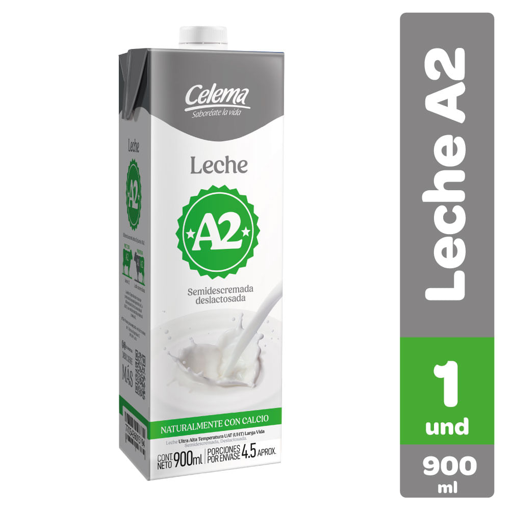 LECHE A2 SEMIDESCREMADA DESLACTO*900ML